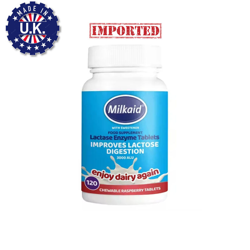 UK Milkaid Lactase Enzyme Supplement - 120 Tablets– Medical Mart ...